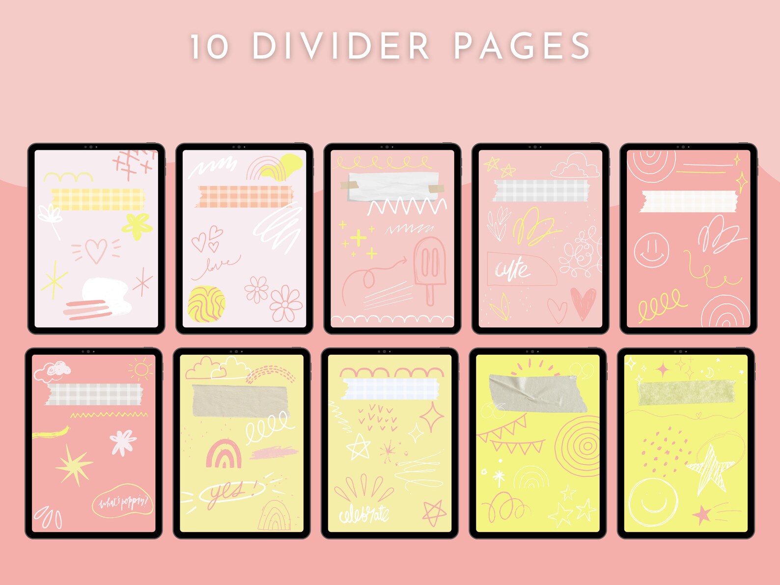 10 Subject Vertical Digital Notebook With Hyperlinks for Goodnotes ...