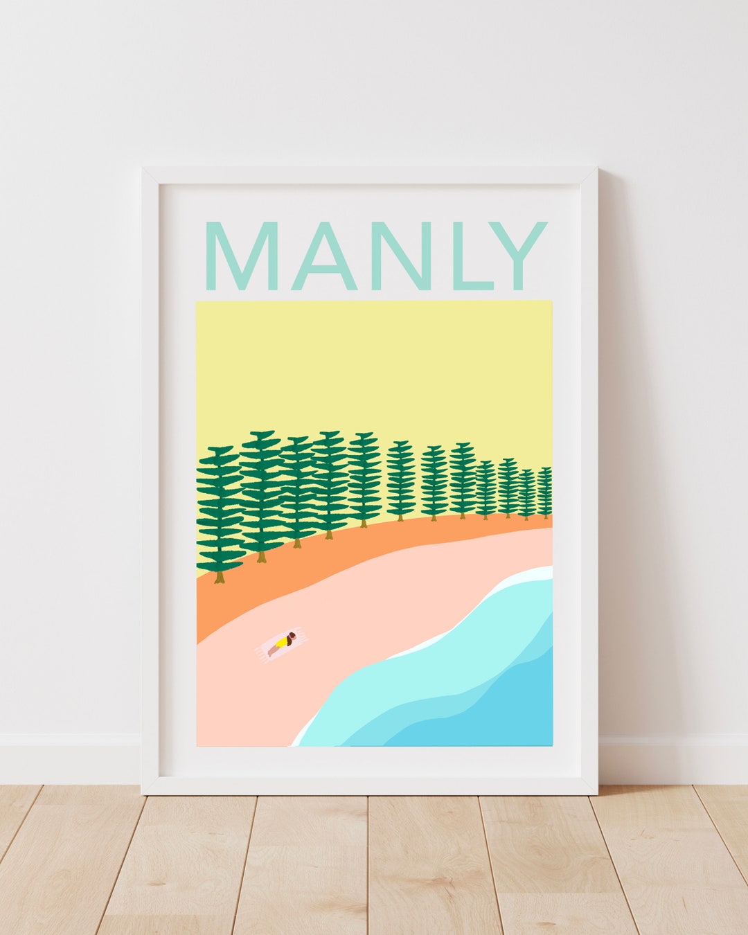 Manly Beach Print Blue | DIGITAL DOWNLOAD | PRINTABLE Wall Art ...