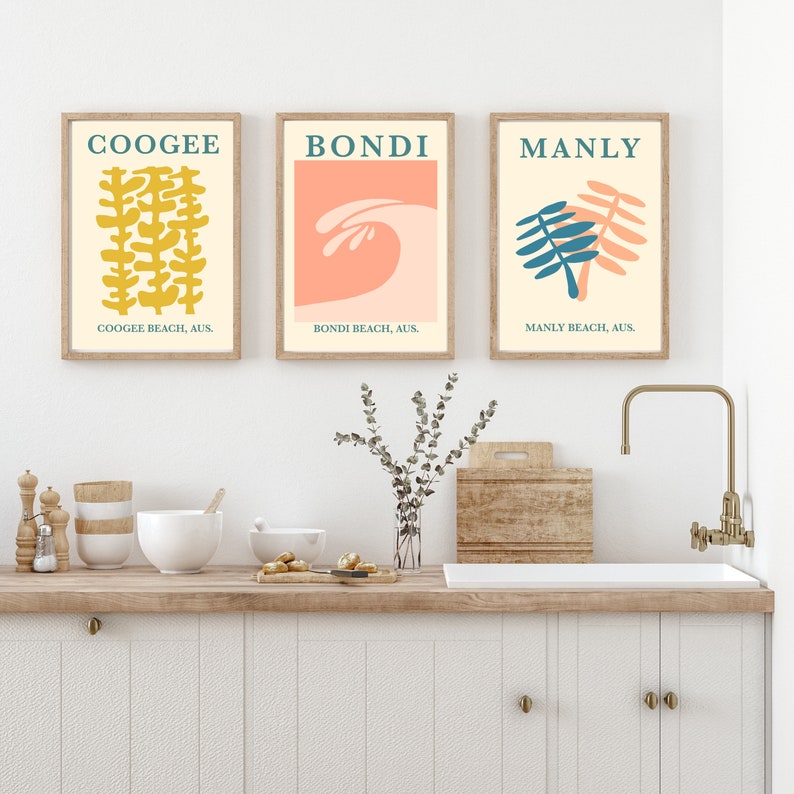 Manly Beach Print Blue | DIGITAL DOWNLOAD | PRINTABLE Wall Art ...