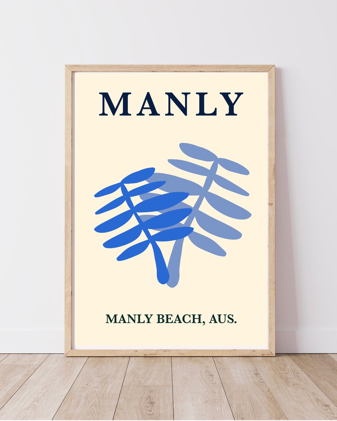 Manly Beach Print Cobalt Blue | DIGITAL DOWNLOAD | PRINTABLE Wall Art ...