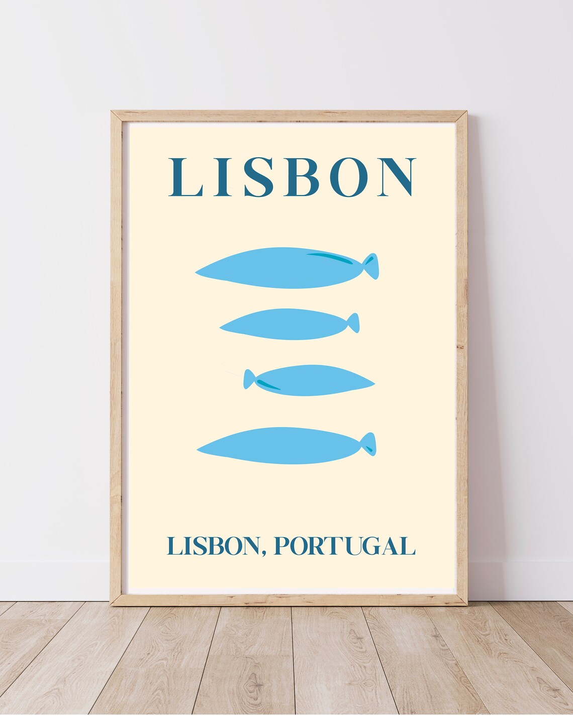 Lisbon Portugal Print | Retro Coastal Wall Art, Portuguese Illustration ...