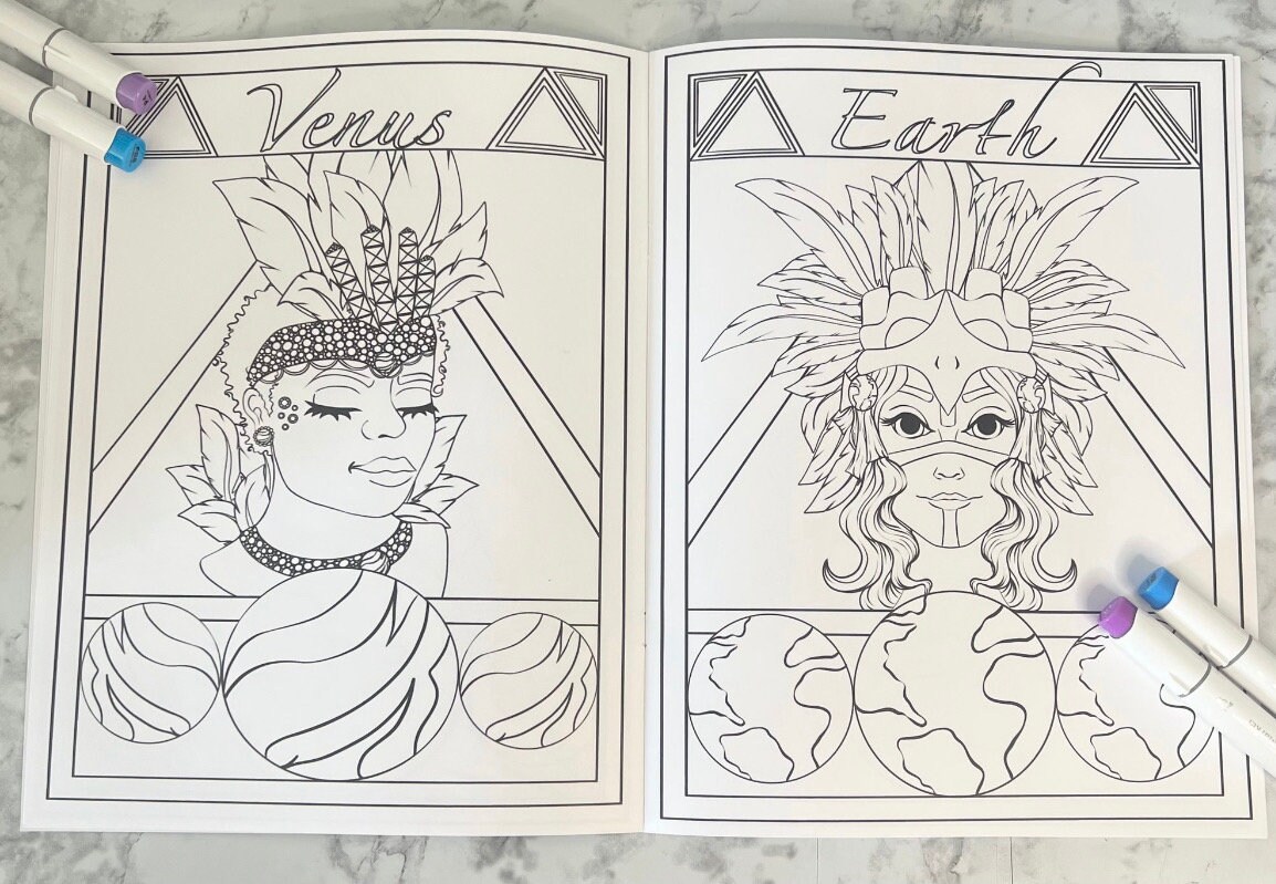 Galaxy Coloring Book, Planets Coloring Book, Coloring Book for Adults ...