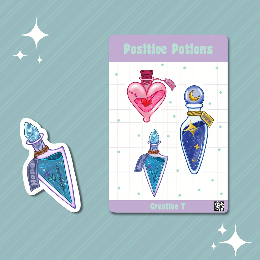 Potion Bottle Sticker Sheets, Potions Stickers, Witchy Stickers, Positive Stickers, Positivity ...