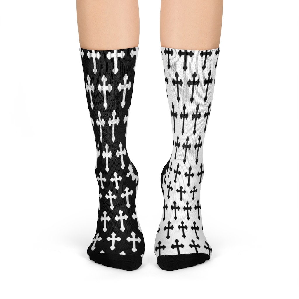 Christian Cross Sublimation Socks, Black and White Cross Socks ...