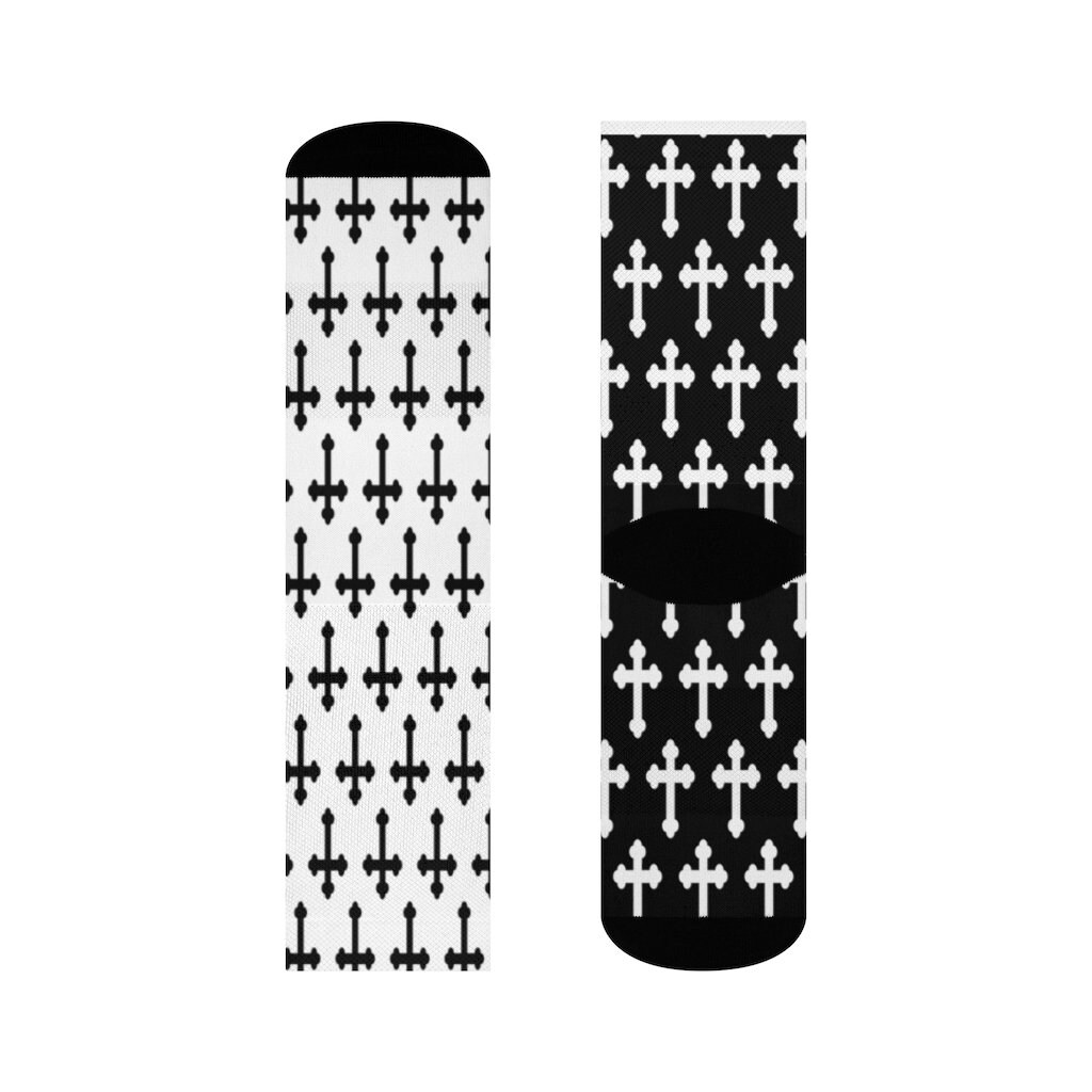 Christian Cross Sublimation Socks, Black and White Cross Socks ...
