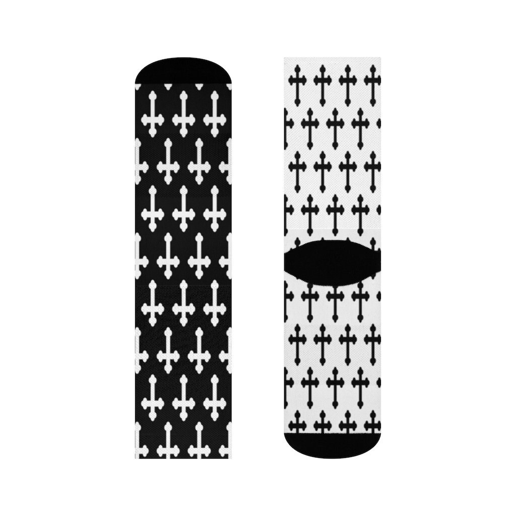 Christian Cross Sublimation Socks, Black and White Cross Socks ...