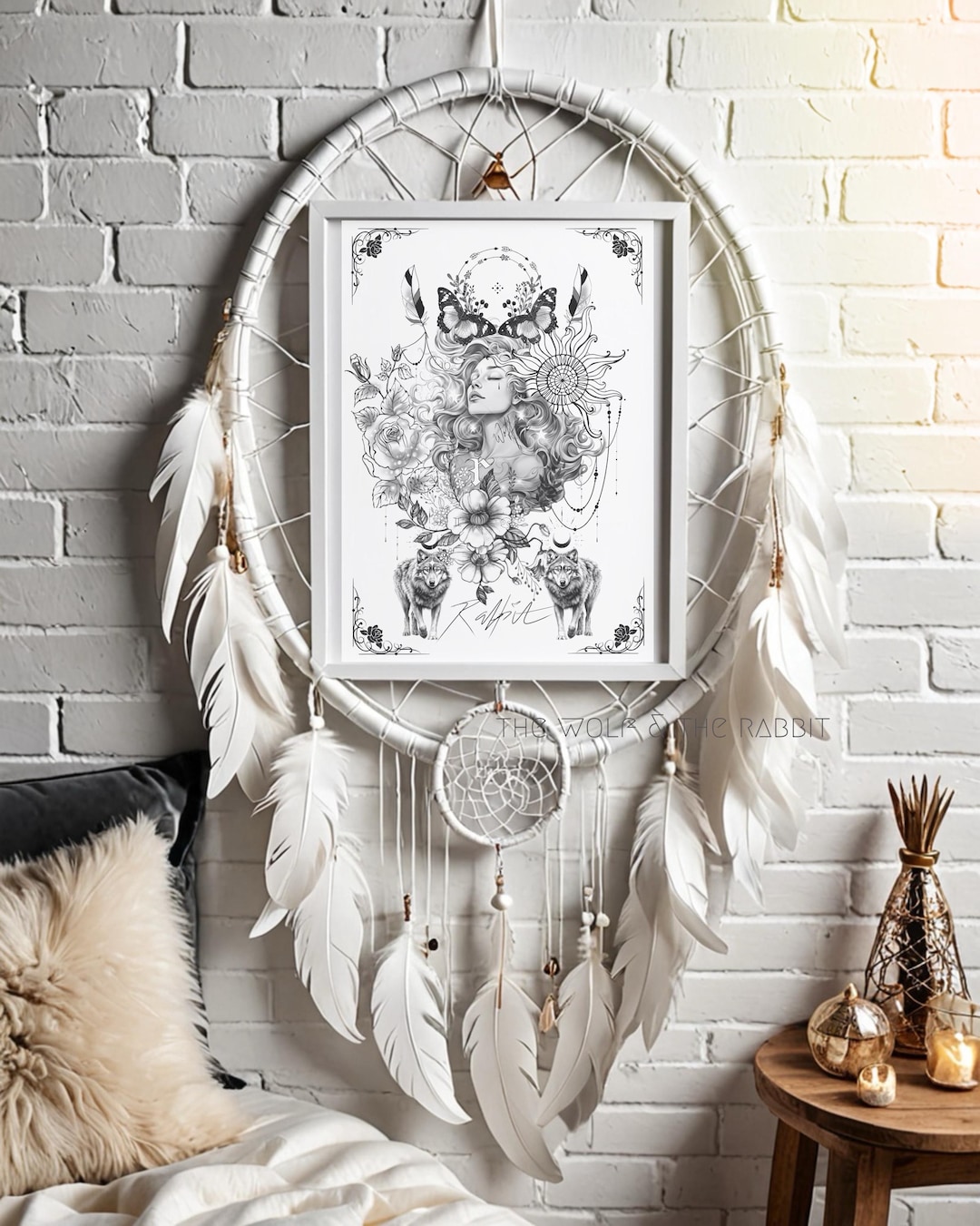 The Wolf & the Rabbit – Mystical Digital Art Print, Divine Feminine ...