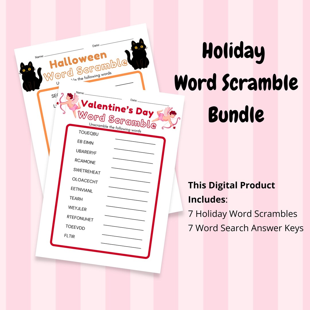 Word Scramble Holiday Activities Digital Download - Etsy
