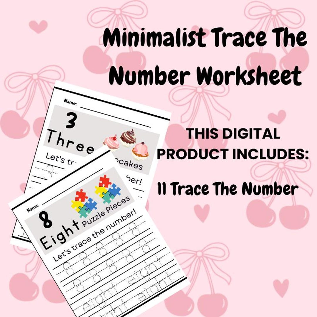 Minimalist Trace the Numbers Worksheets Digital Download - Etsy