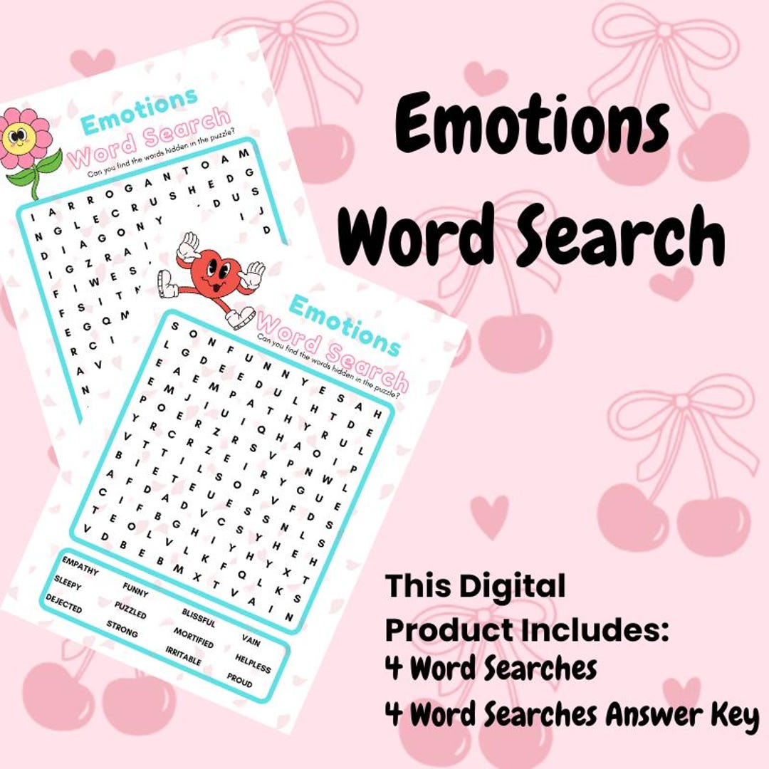 Emotions Word Search Bundle Digital Download - Etsy