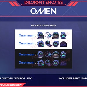 Valorant Emotes • Omen Emotes Bundle(8) • Discord, Twitch, Youtube ...
