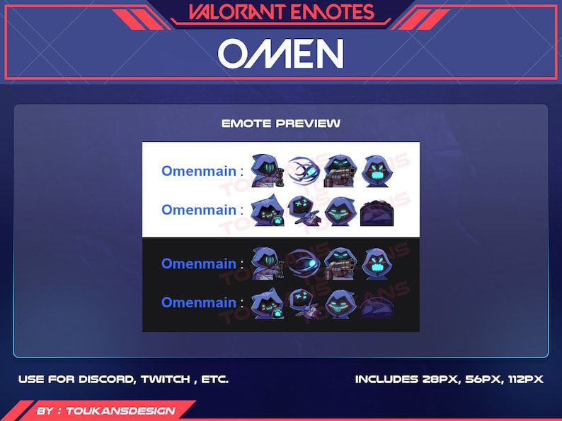 Valorant Emotes • Omen Emotes Bundle(8) • Discord, Twitch, Youtube ...