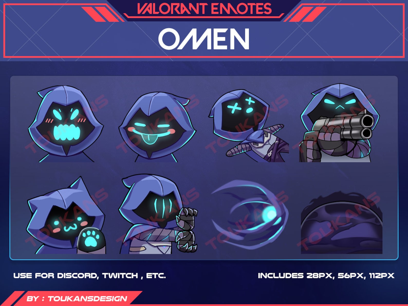 Valorant Emotes • Omen Emotes Bundle(8) • Discord, Twitch, Youtube ...