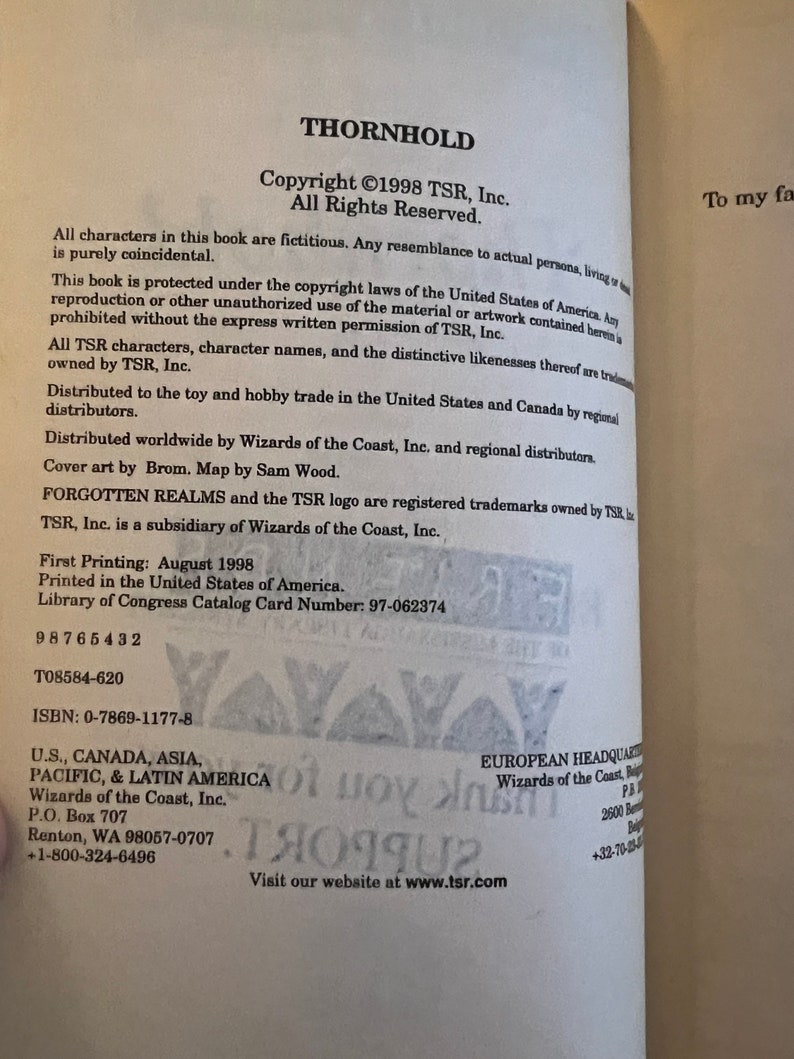 Forgotten Realms Thornhold the Harpers 16 Forgotten - Etsy