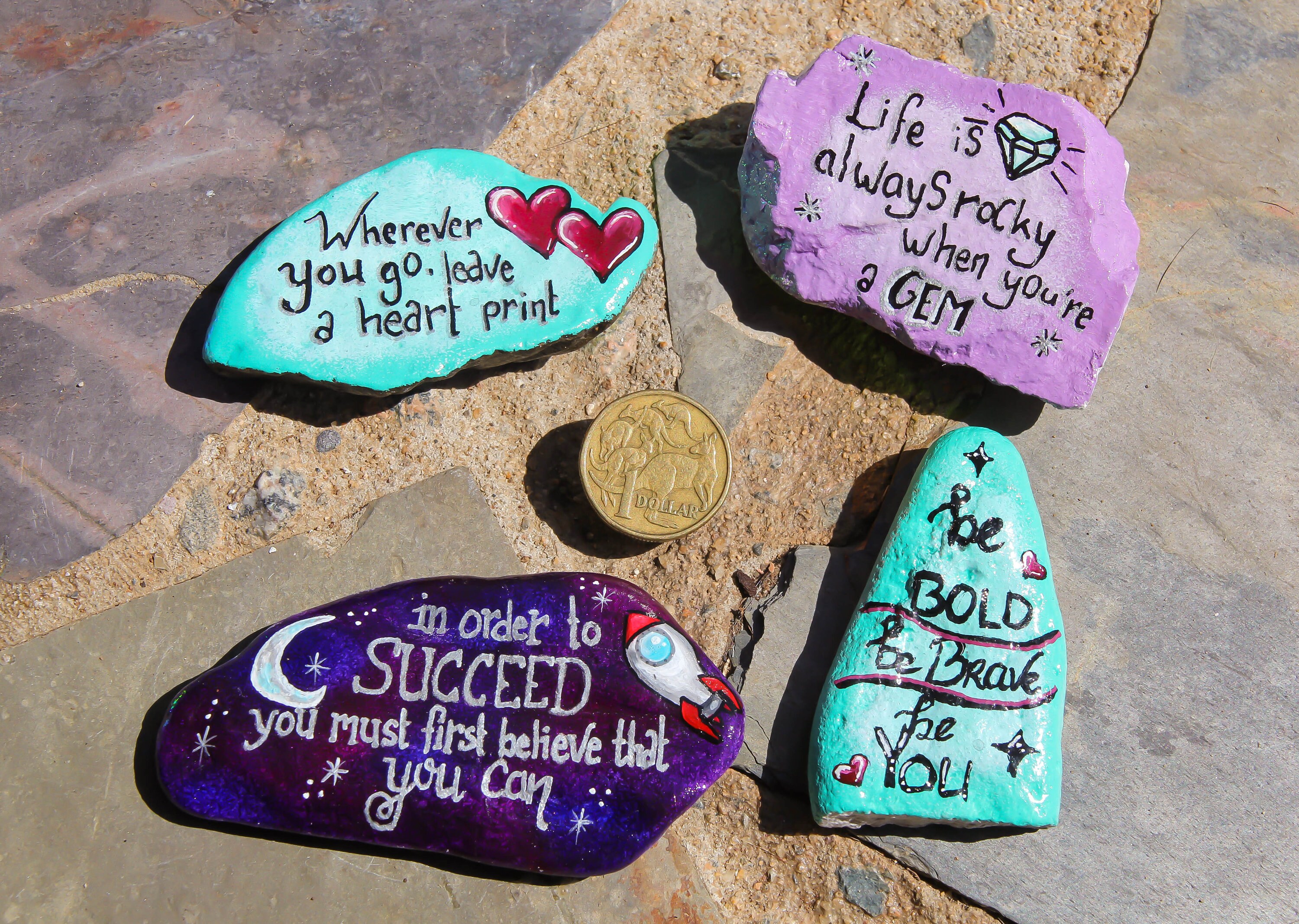 Set of 4 Affirmation Rocks / Positivity Rocks - Etsy