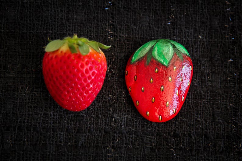 Strawberry Rocks, Set of 5 | Gardening Rocks | Hand Painted ...