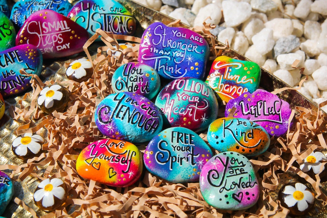 Positivity Pebbles With Optional Personalization | Affirmation Rocks ...