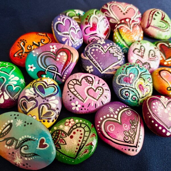 Valentine Painted Rocks - Etsy