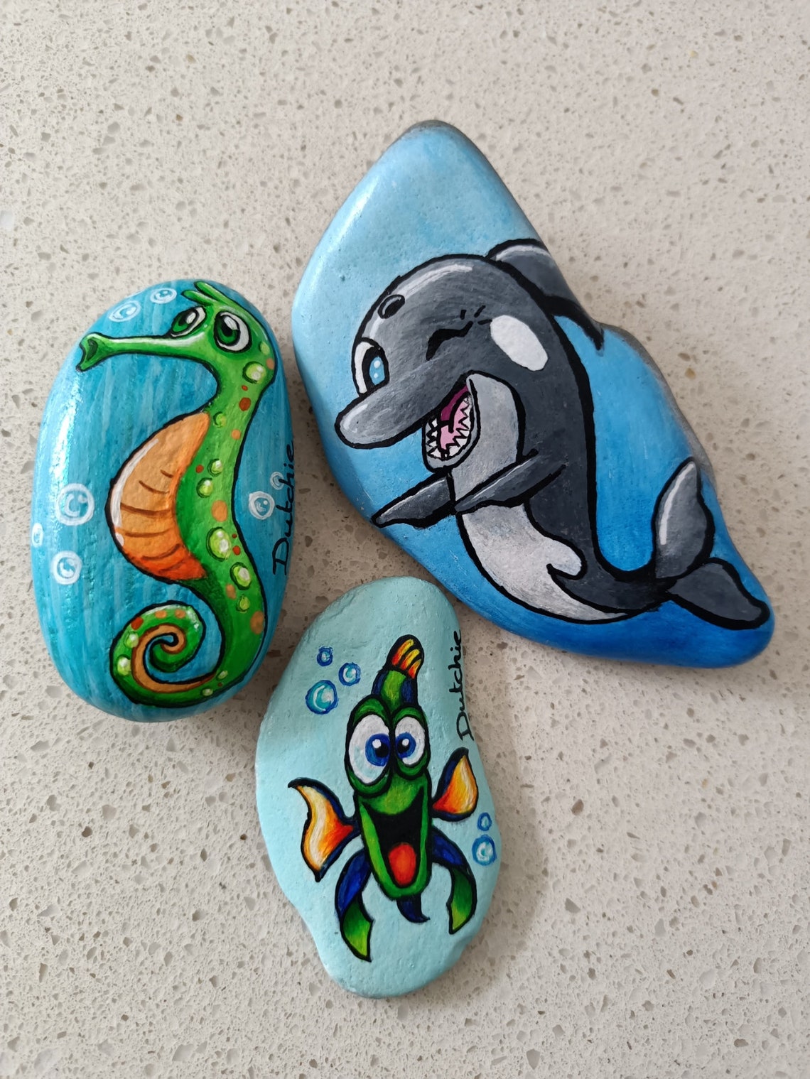 Hand Painted Acrylic Fish Rocks - Etsy