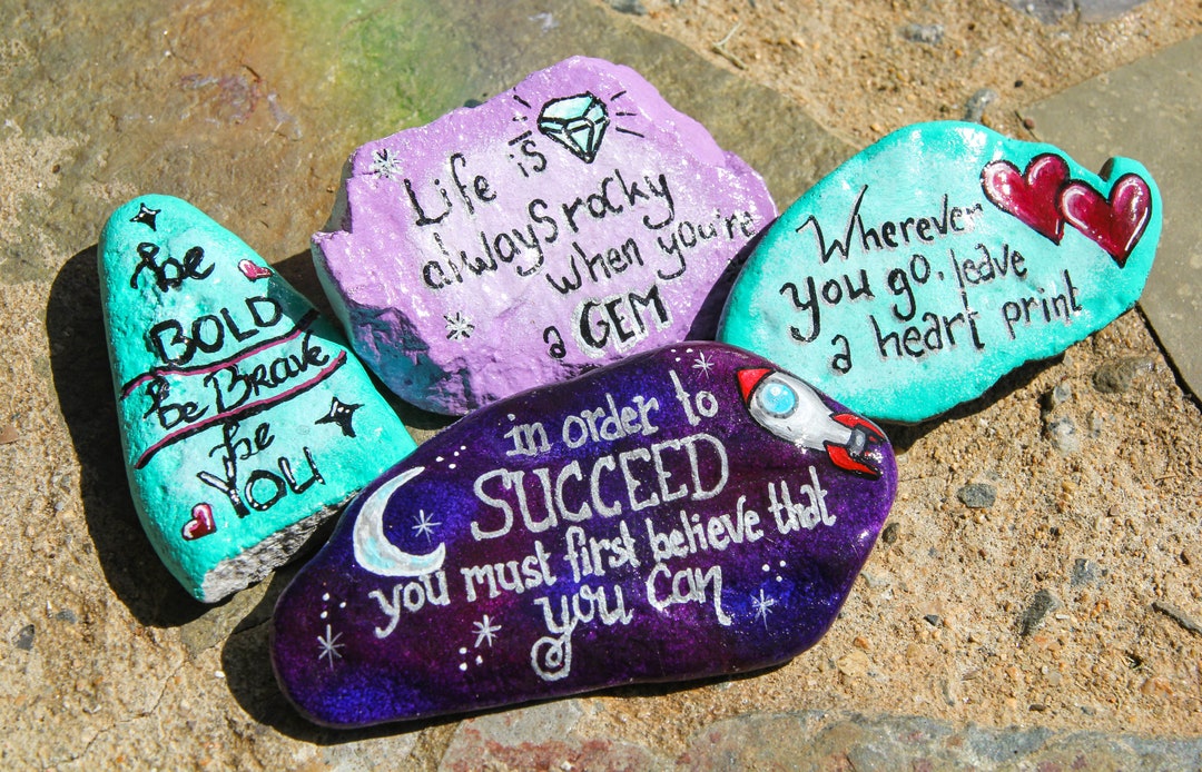 Set of 4 Affirmation Rocks / Positivity Rocks - Etsy