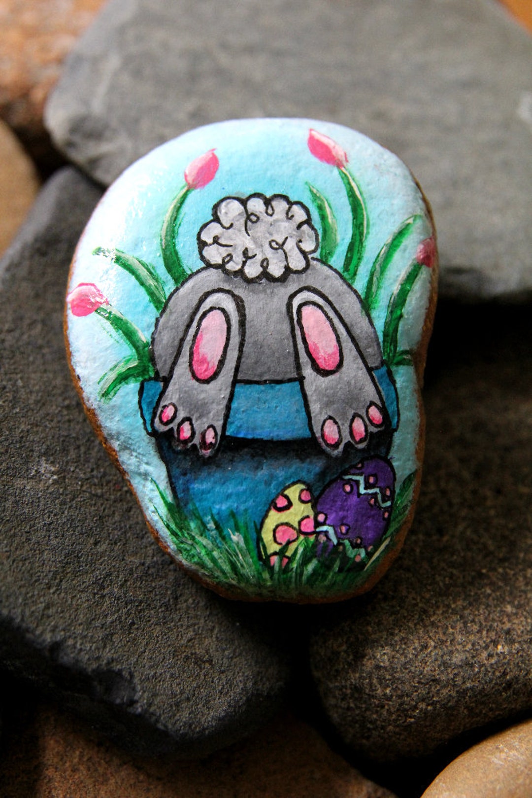 Hand Painted Easter Rock - Etsy
