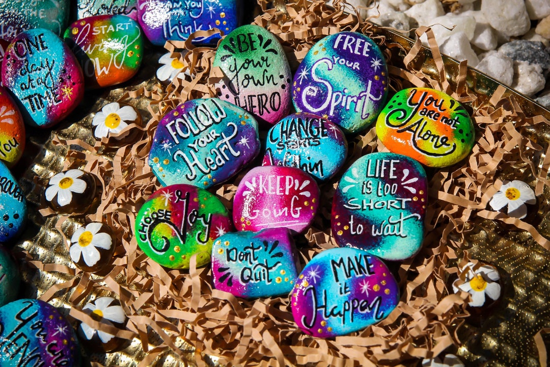 Positivity Pebbles With Optional Personalization | Affirmation Rocks ...