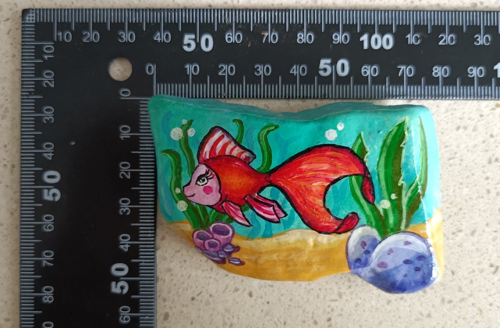 Hand Painted Acrylic Fish Rock - Etsy