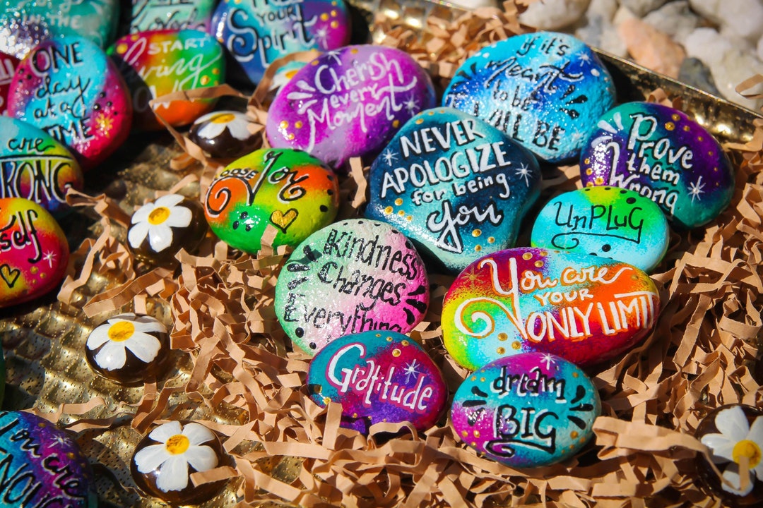 Positivity Pebbles With Optional Personalization | Affirmation Rocks ...