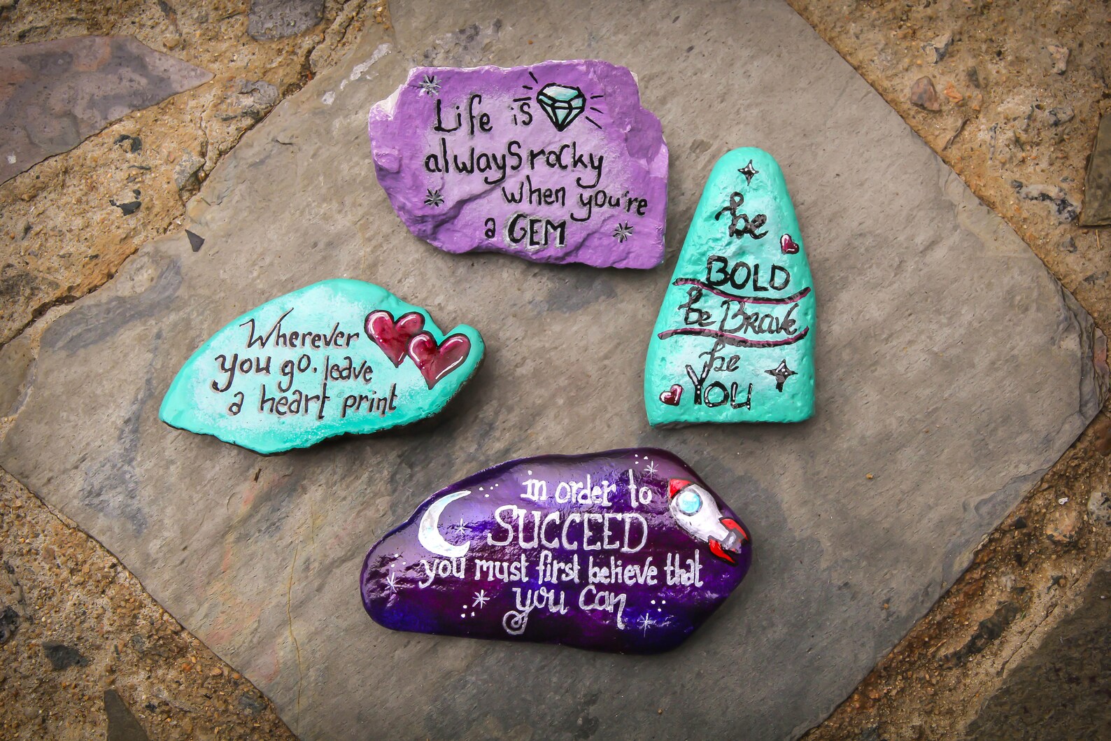 Set of 4 Affirmation Rocks / Positivity Rocks - Etsy
