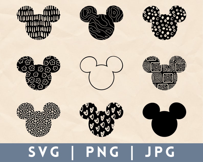 Mickey Mouse Head Assortment Bundle Design Element Svg Png - Etsy