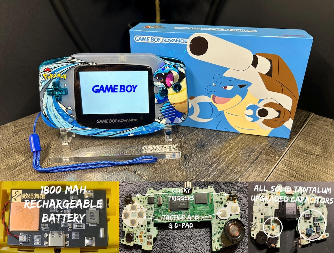 Blastoise Pokémon UV Printed Custom Game Boy Advance Gba IPS Screen ...