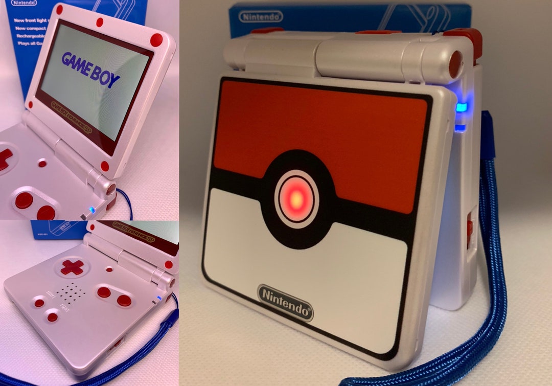 Pokéball Pokémon “catch’em All” Custom Gameboy Advance SP Gba Sp W/ IPS ...