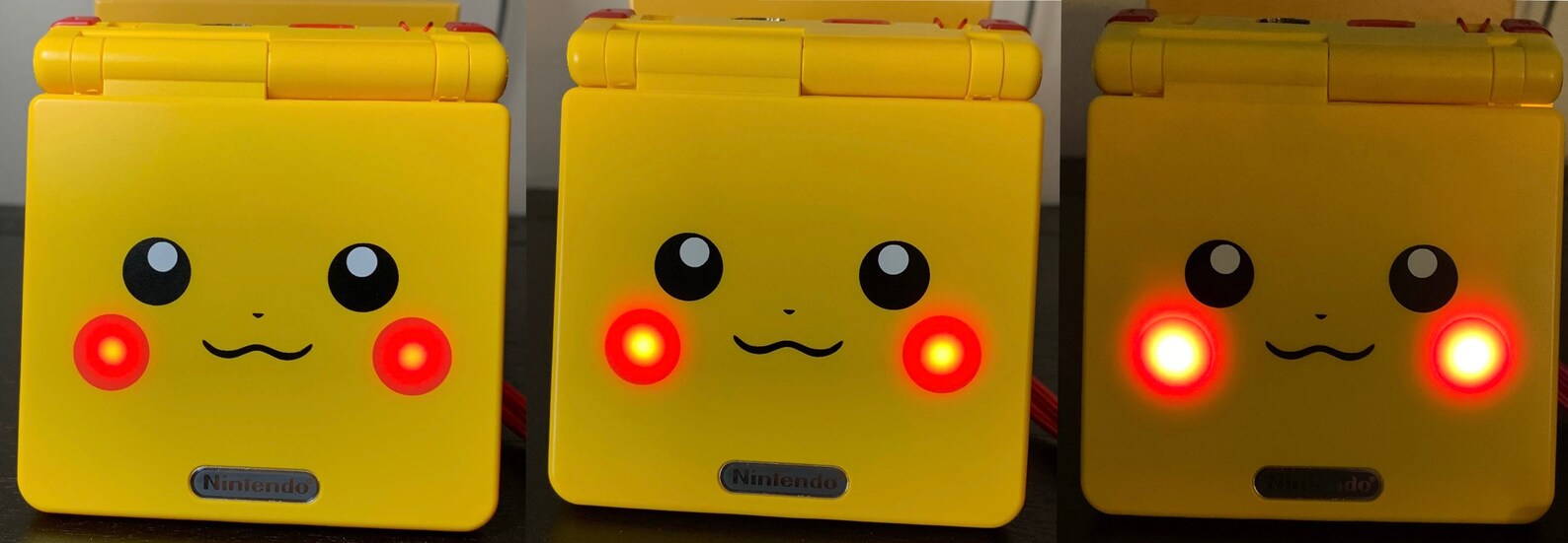 Pikachu cheekachu Custom Gameboy Advance SP Bundle W/ IPS V2 Screen ...