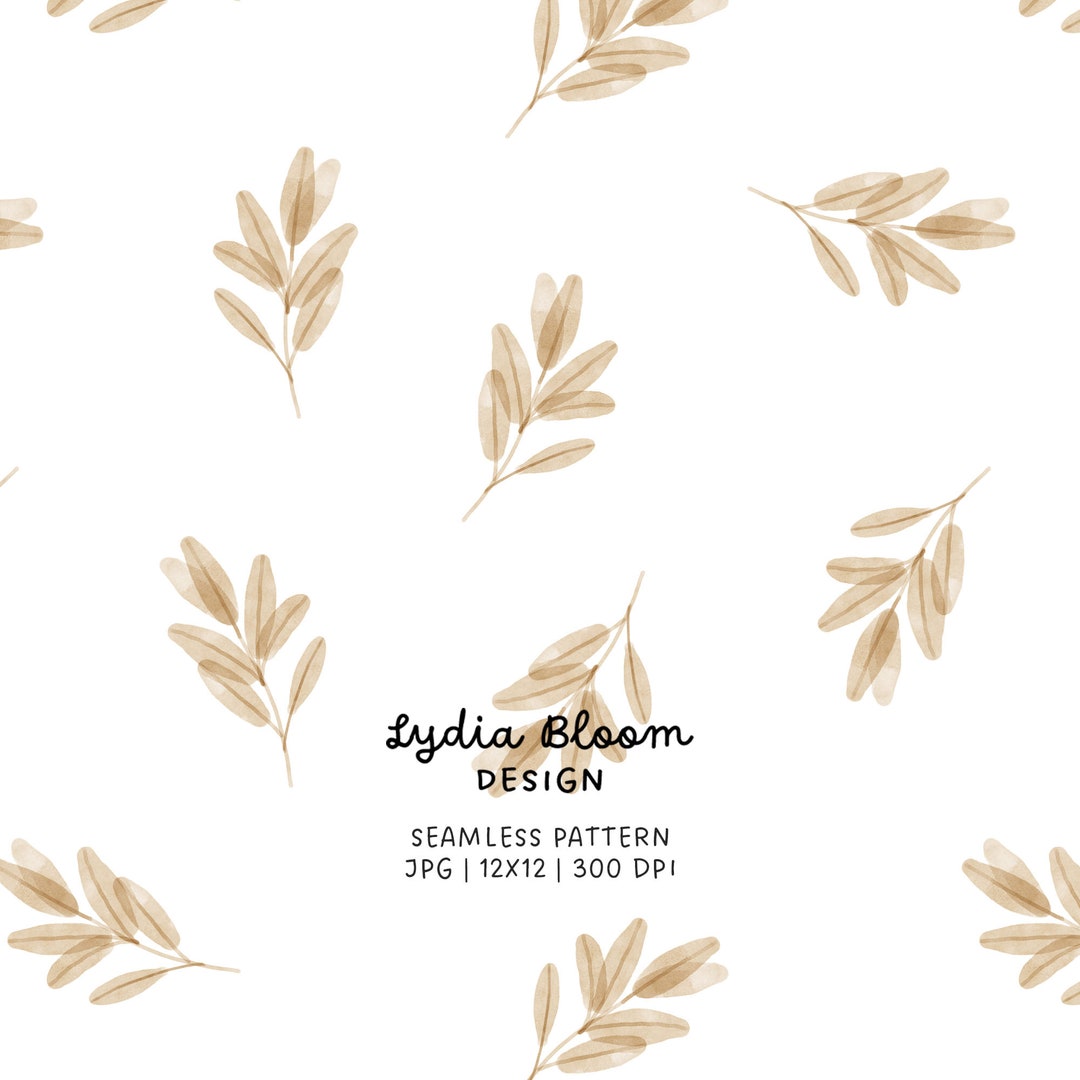 Boho Seamless Pattern Brown Watercolor Leaves Fall Autumn Design ...