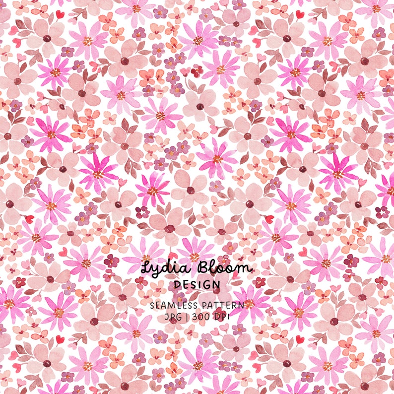 Pink Flowers Digital Paper Floral Seamless Pattern - Etsy