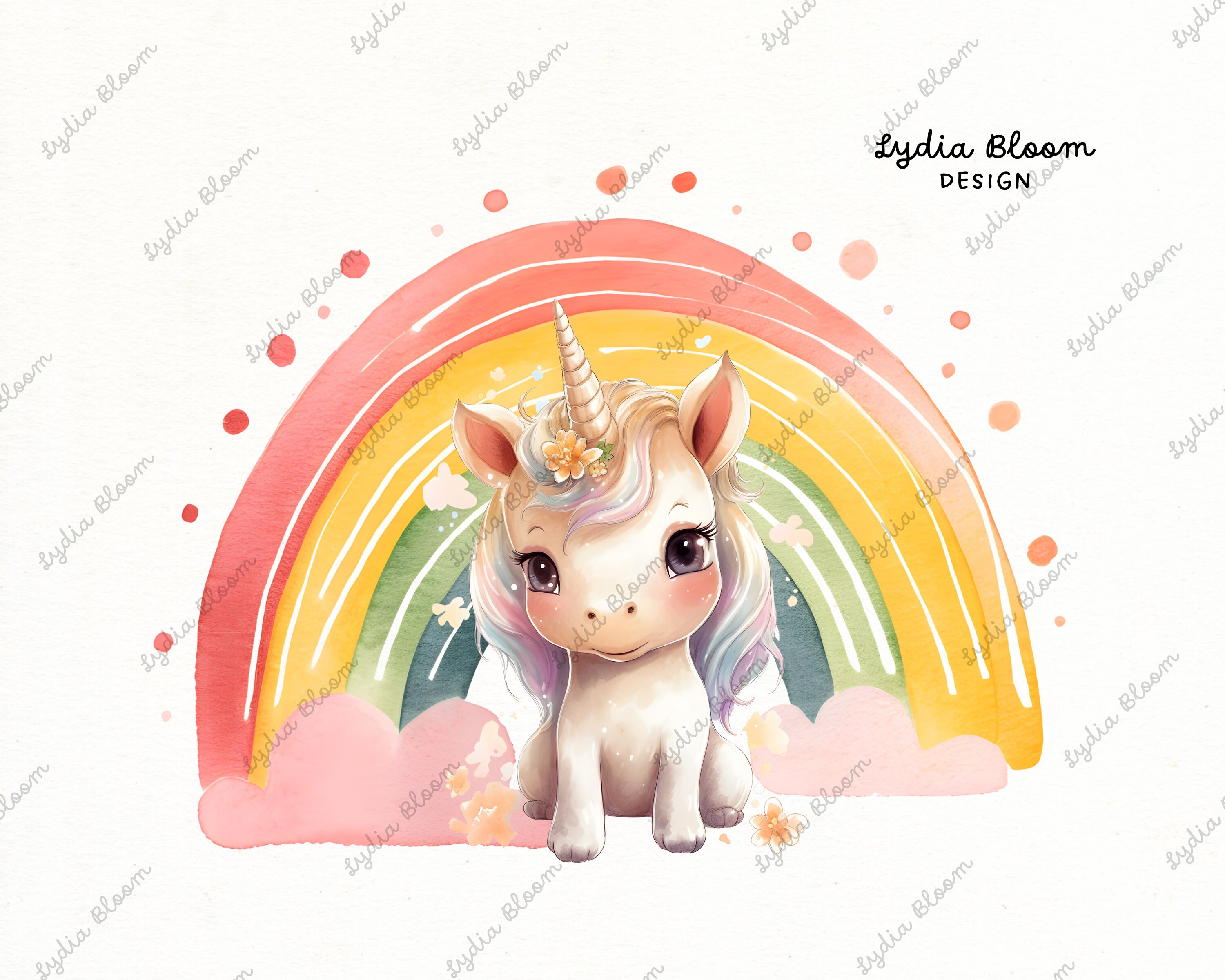 Unicorn Clipart, Watercolor Unicorn Clipart, Unicorn Watercolor ...