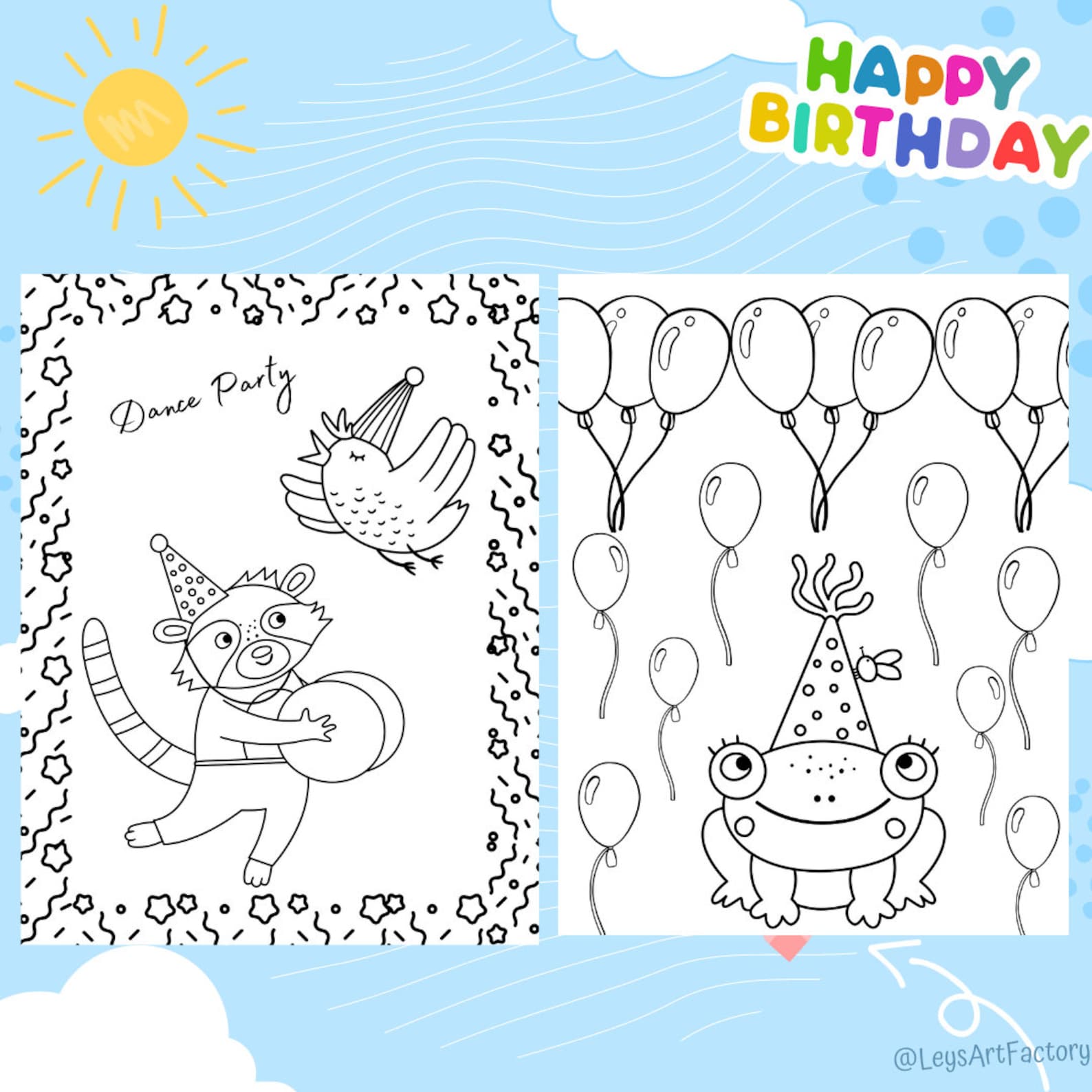 30 Page Happy Birthday Coloring Book for Kids All Ages | Activity Book ...