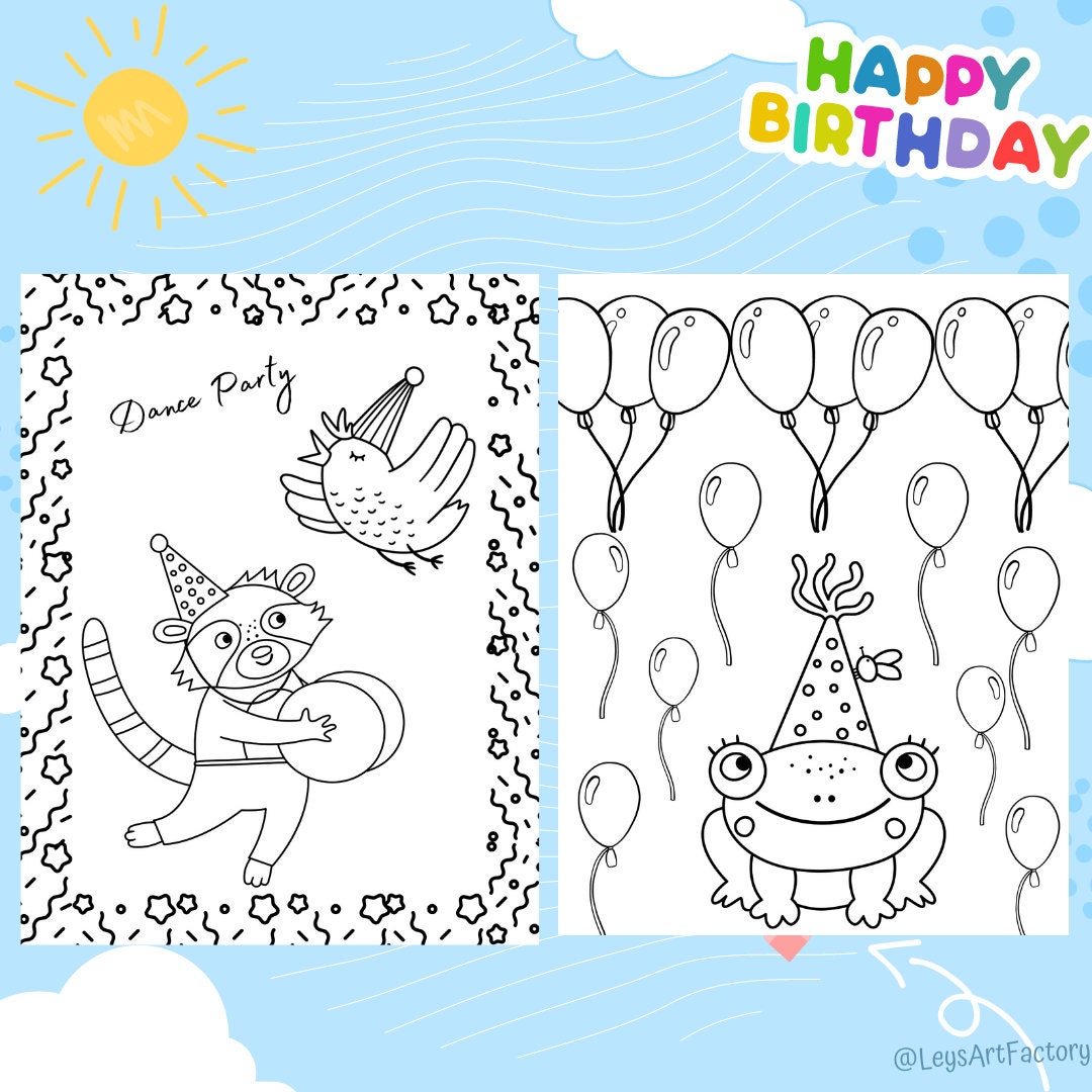 30 Page Happy Birthday Coloring Book for Kids All Ages | Activity Book ...