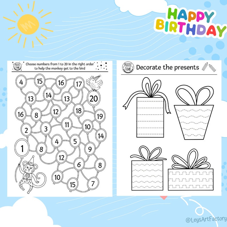 30 Page Happy Birthday Coloring Book for Kids All Ages | Activity Book ...