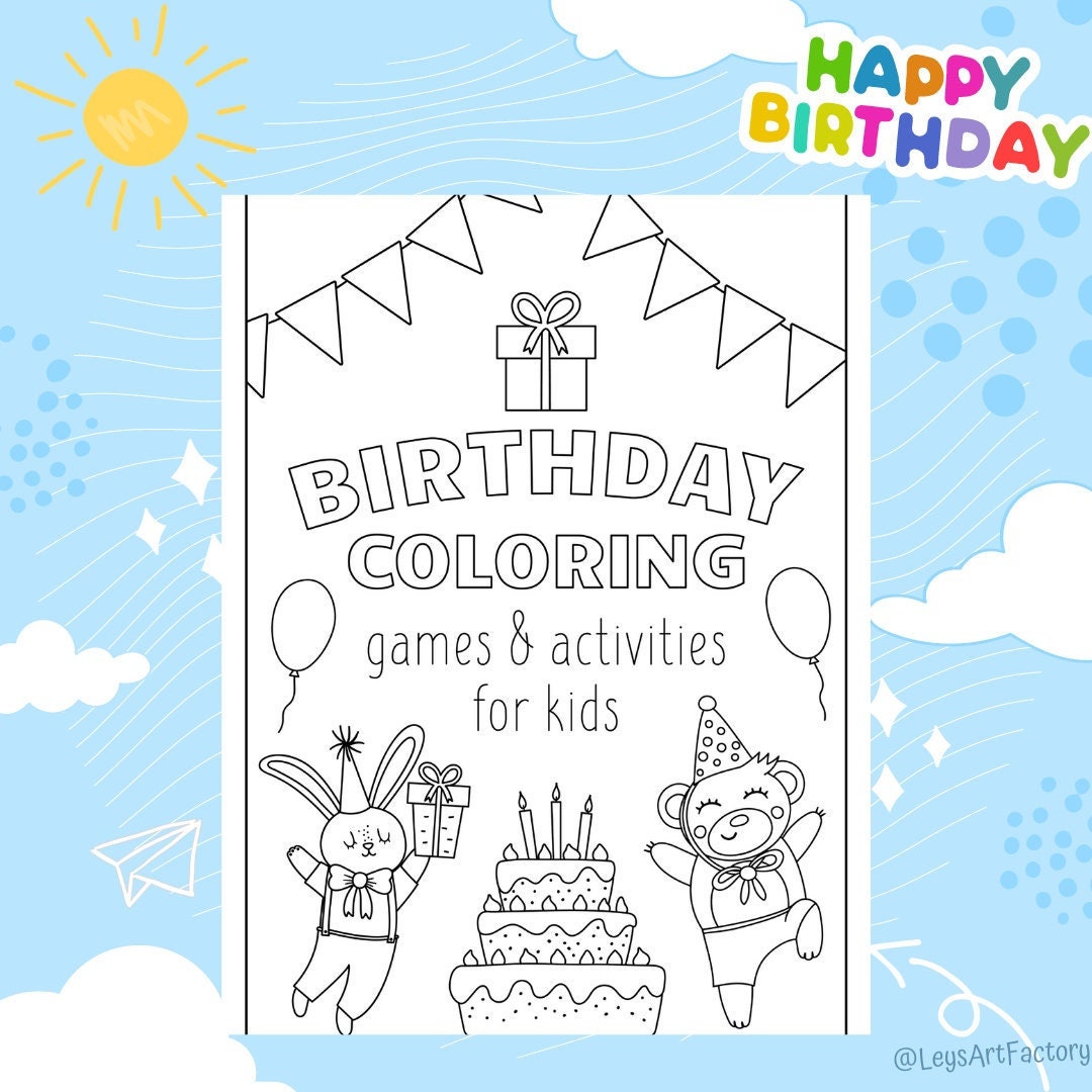 30 Page Happy Birthday Coloring Book for Kids All Ages | Activity Book ...
