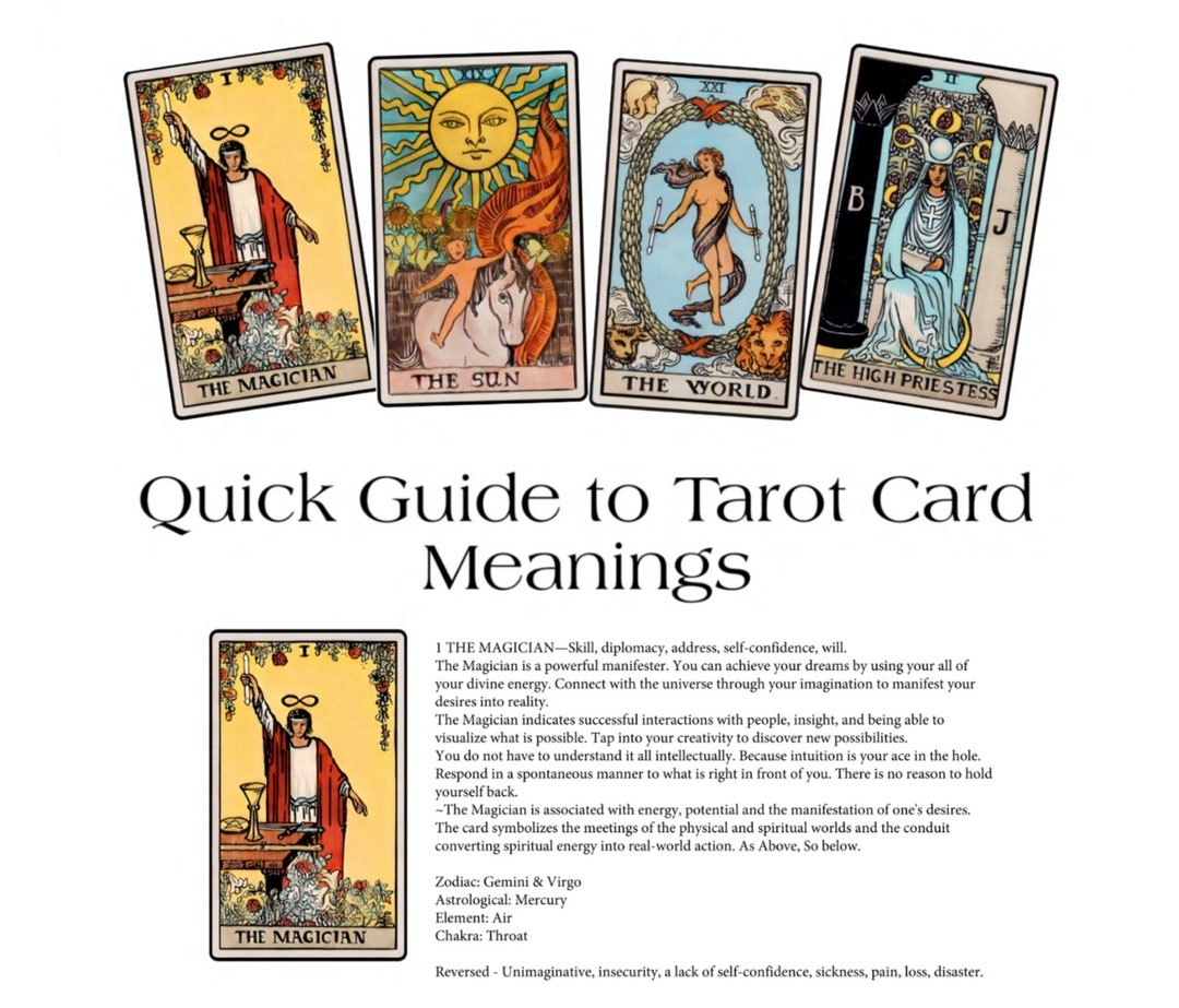 Tarot Guide Book - Tarot Card Meanings - Guidebook - Etsy