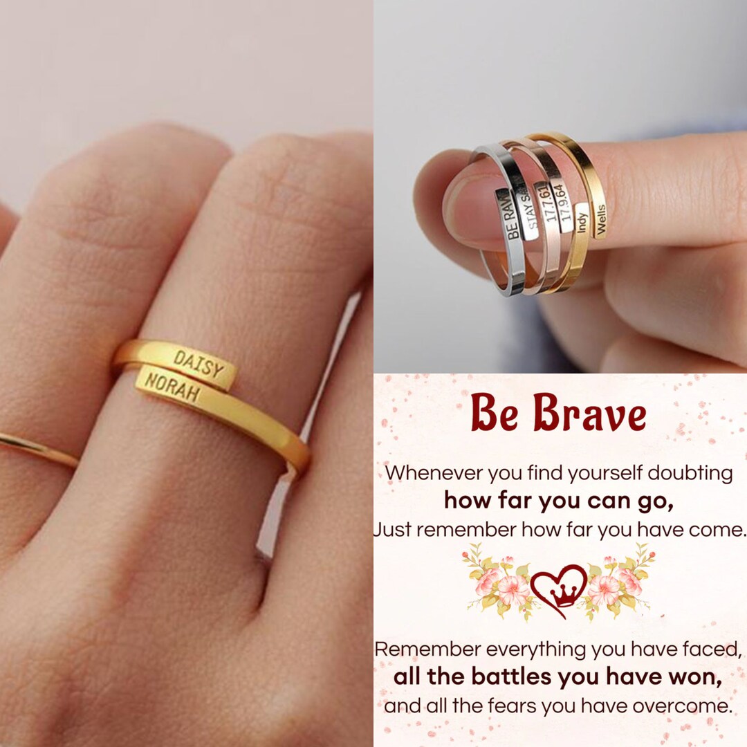 Custom Delicate Engraved Ring Promise Ring Adjuatable Skinny - Etsy