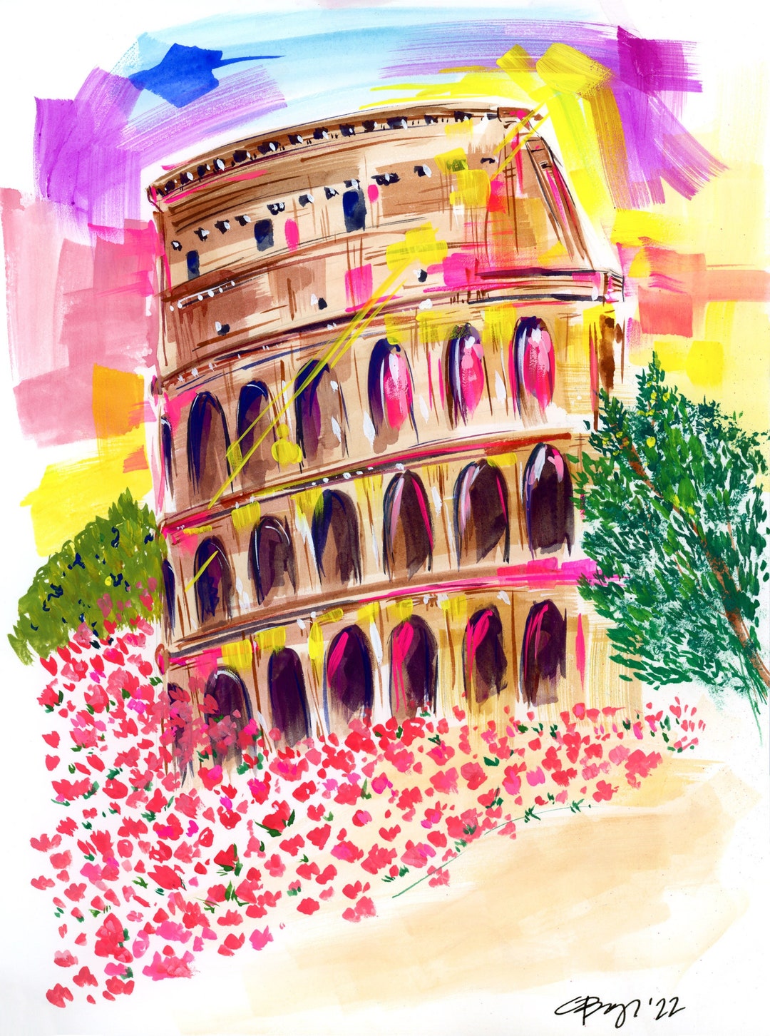 Colosseum Art Print 8.5 X 11 Giclee Print, Gouache Painting, Wall Print ...