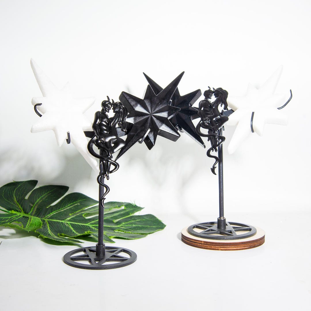 Natural A Pair of Crystal Obsidian&hanbai Jade Eight Pointed Stars ...