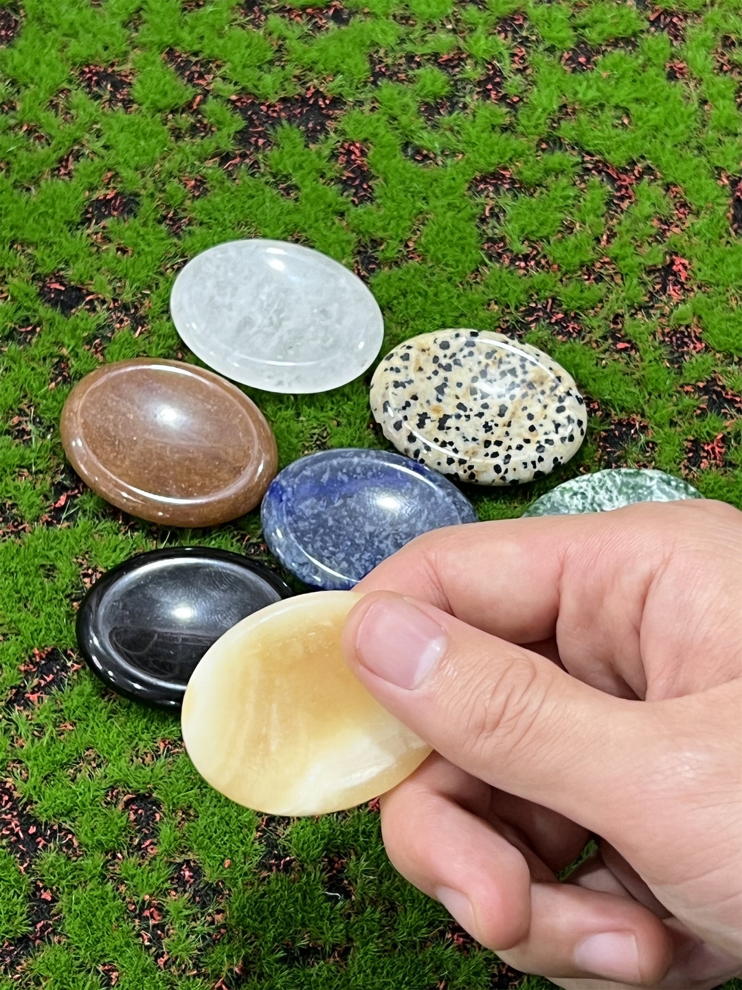 Natural Gemstone Worry Stone Hand Carved Worry Stone Anti - Etsy
