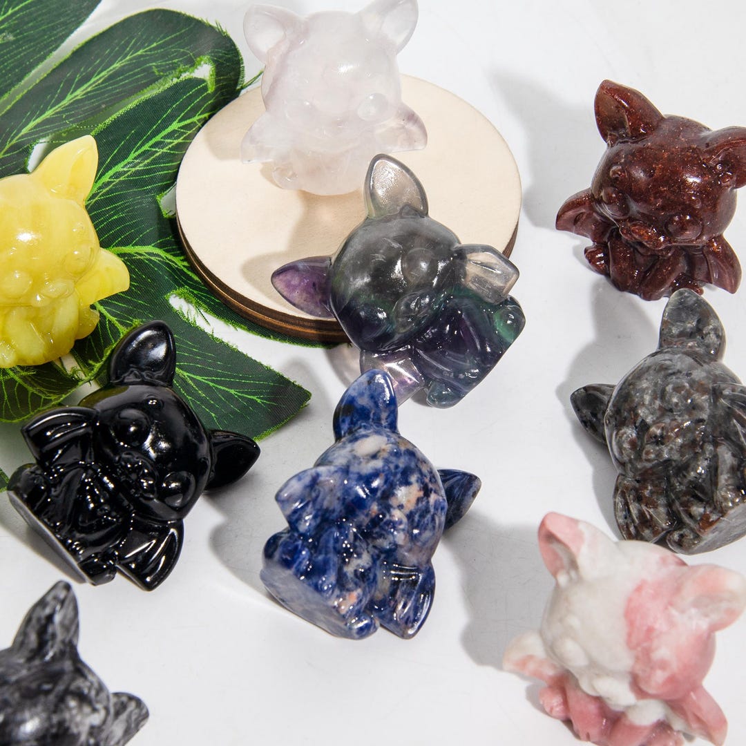 Mixed Crystal Bat: Hand Carved Halloween Decor, Reiki Healing Gift - Etsy