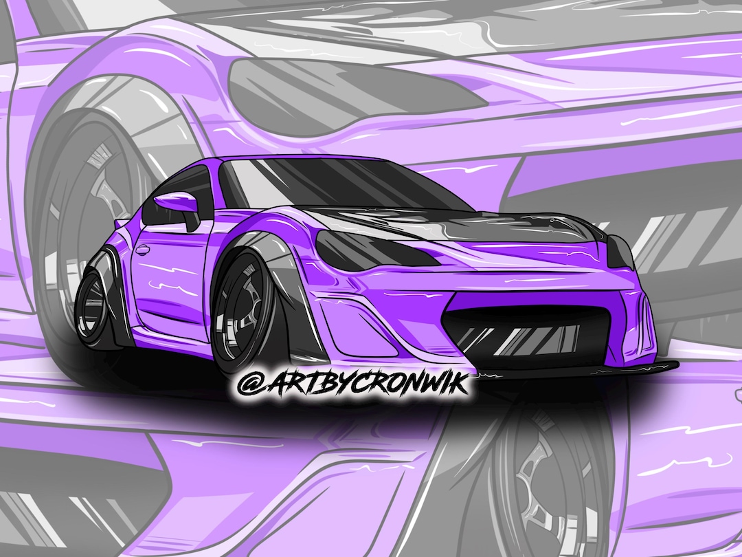 Digital Car Cartoon Drawing - Etsy