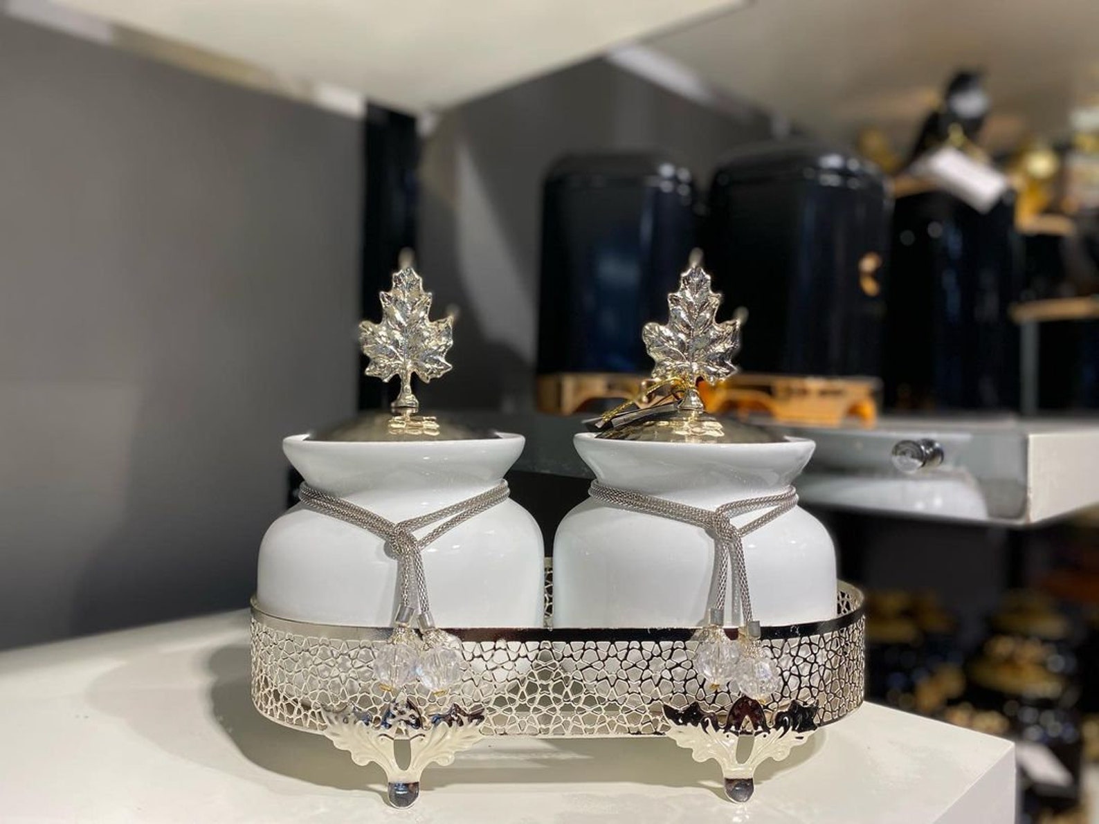 Gold Kitchen Decor: Ceramic Canister Set for Coffee, Tea, Sugar, and ...