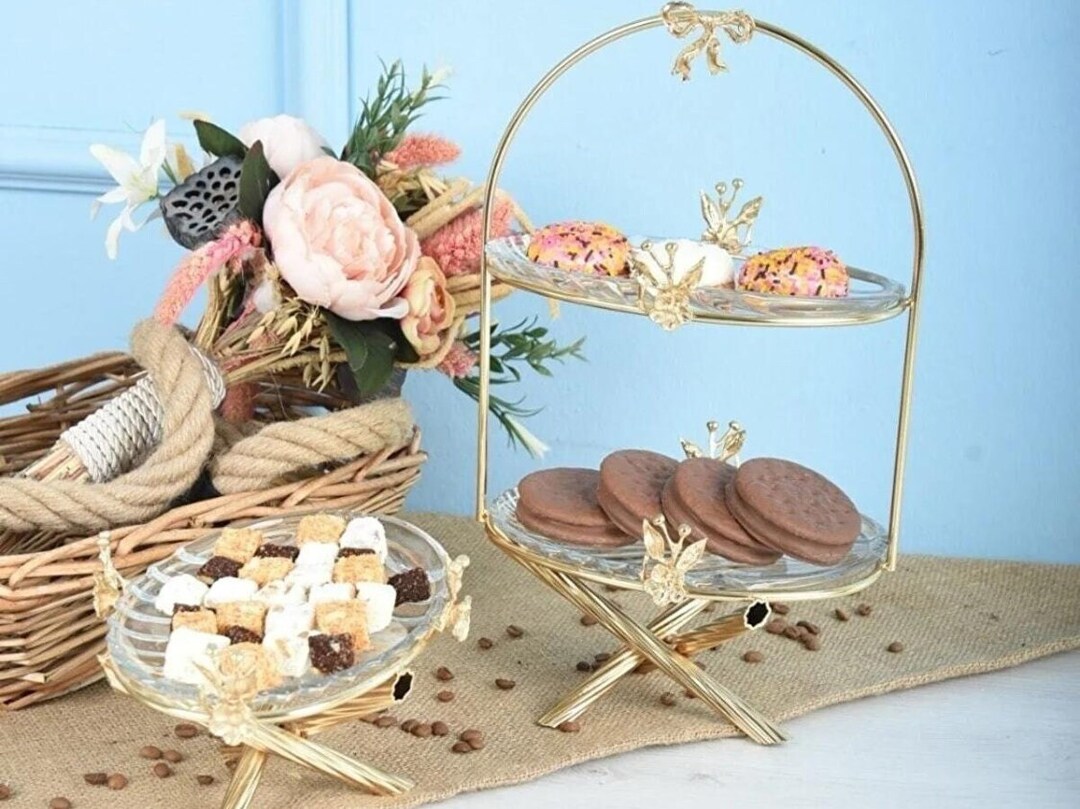 Elegant Gold Layered Plates for Tea Time and Desserts - Etsy