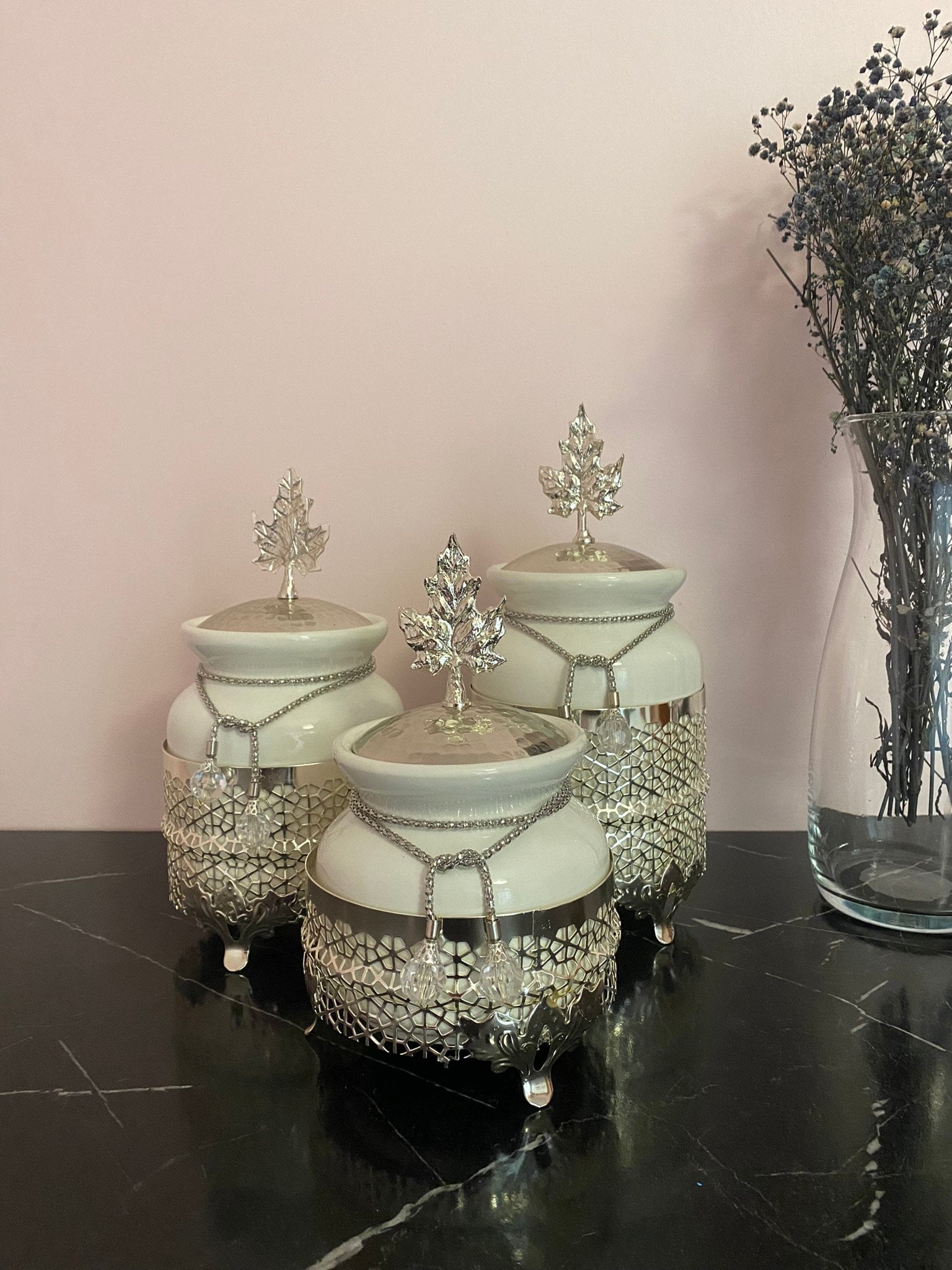 Gold Kitchen Decor: Ceramic Canister Set for Coffee, Tea, Sugar, and ...